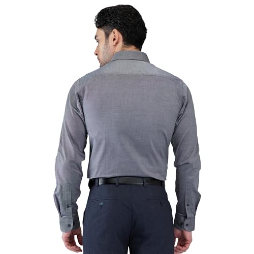 Raymond Men Slim Fit Solid Pattern Pure Cotton Semi Cutaway Collar Full ...